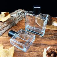 China Wholesale Clrear 50ml 100ml Square Screw Cap Glass Perfume Spray Bottle With Packing for sale