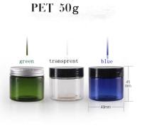 China Round Frosted PET Amber Cosmetic Jars 49*45mm Metallization for sale
