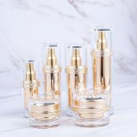 China Fancy Gold Skin Care Square Cosmetic Jars Airless Lotion Bottle OEM for sale