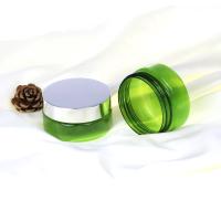 China PET Clear Green Plastic Cosmetic Jars 80ml Silkscreen Printing for sale
