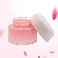 China Frosted Gradient Pink Color Glass Cosmetic Lotion Pump Bottle for sale