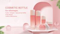 China Frosted Gradient Pink Color Glass Cosmetic Lotion Pump Bottle for sale