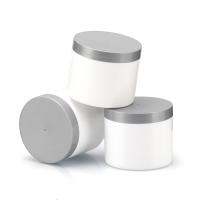 China Wholesale 120g White Single Layer PP Plastic Gray Lid Cosmetic Packaging Containers for sale