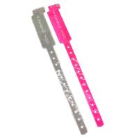 China Neon PVC Wristband 250x25mm Waterproof Tear Resistant Event Festival ID Bracelet for sale