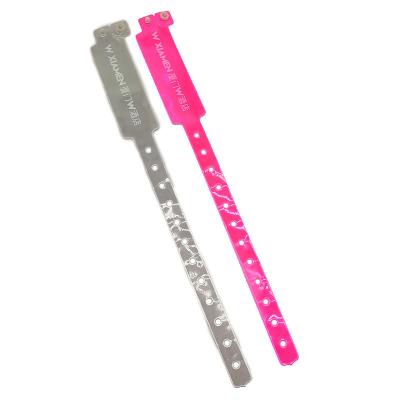 China Neon PVC Wristband 250x25mm Waterproof Tear Resistant Event Festival ID Bracelet for sale