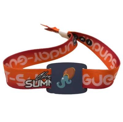 China Custom RFID Satin Fabric Wristbands 350x15mm with Logo Printing for Events Festivals Parties for sale