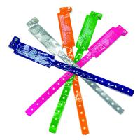 China DDJOY Reflective Neon PVC Vinyl Disposable Wristbands 250x25mm for Custom Events for sale