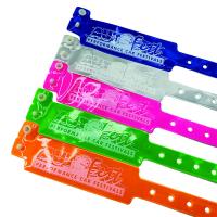 China DDJOY Reflective Neon PVC Vinyl Disposable Wristbands 250x25mm for Custom Events for sale