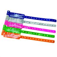 China Neon PVC Wristbands 250x25mm One Time Use Custom Logo Waterproof Festival ID for sale