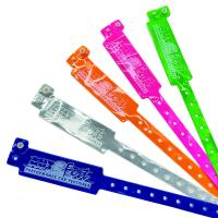 China Neon PVC Wristbands 250x25mm One Time Use Custom Logo Waterproof Festival ID for sale