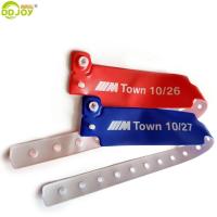 China Yellow PVC Vinyl ID Bracelet Wristband 250x25mm Waterproof One-Off Festival Wristband for sale