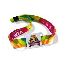 China Custom Logo Satin Fabric RFID Wristbands 350x15mm for Guest VIP Vendor Media Staff Artist for sale