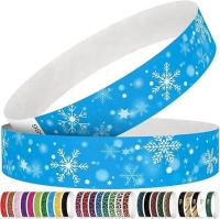 China Disposable Tyvek Wristband 250x25mm Custom QR Code Waterproof Red One Color Printing for sale