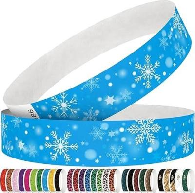 China Disposable Tyvek Wristband 250x25mm Custom QR Code Waterproof Red One Color Printing for sale