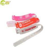 China Neon Color PVC Reflective Wristbands 250x25mm Wide Shape Disposable Plastic Lock Custom ID Event Party for sale