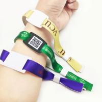 China Custom Polyester Fabric Wristbands 350x15mm Disposable Woven Bracelet for Events for sale