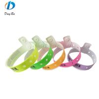 China Custom Logo Printed Vinyl Wristband 250mm x 25mm Plastic Festival Bracelet for Parks for sale