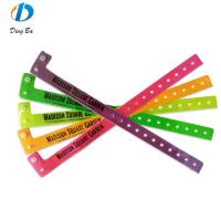 China Custom Logo Printed Vinyl Wristband 250mm x 25mm Plastic Festival Bracelet for Parks for sale