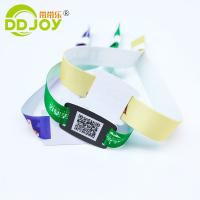 China Custom Yellow Woven RFID Fabric Bracelets 350x15mm for Festival Events for sale
