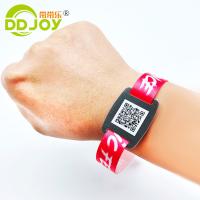 China Custom Yellow Woven RFID Fabric Bracelets 350x15mm for Festival Events for sale
