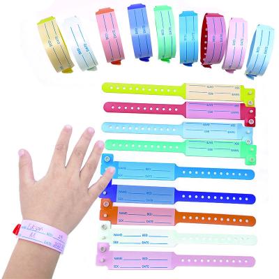 China Custom PVC Soft Plastic ID Wristbands for Children One Time Use 250x25mm for sale