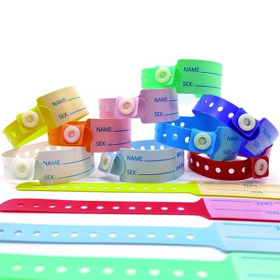 China Custom PVC Vinyl ID Wristband 250x25mm Disposable Medical Event Bracelet 100pcs for sale
