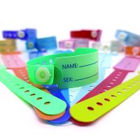 China Custom PVC Vinyl ID Wristband 250x25mm Disposable Medical Event Bracelet 100pcs for sale
