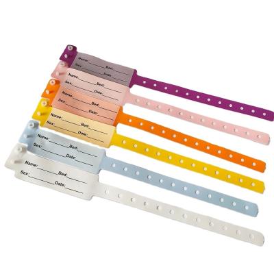 China Yellow Soft PVC Patient ID Wristband 250x25mm Waterproof Custom Logo Hospital Band for sale
