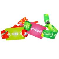 China 350x15mm Custom RFID Wristbands Satin Fabric with Logo Printing for Events for sale