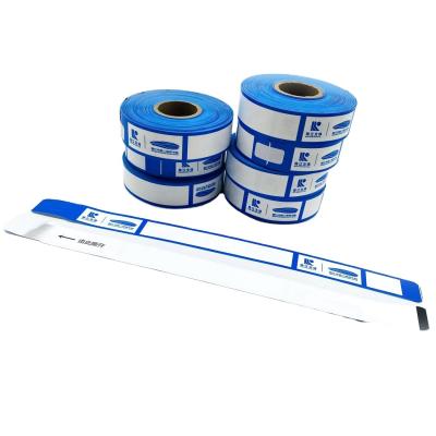 China Custom Blue Synthetic Paper Wristband 258x20mm for Thermal Printing Admission Tickets for sale
