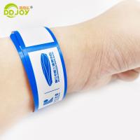 China Custom Blue Synthetic Paper Wristband 258x20mm for Thermal Printing Admission Tickets for sale
