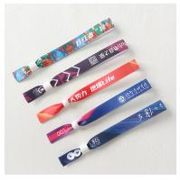 China Custom Logo Satin Fabric Wristbands for Events 350x15mm Polyester Bracelets for sale