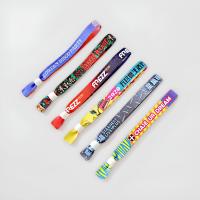 China Custom Logo Fashion Blue Satin Fabric Party Festival Wristbands 350x15mm Polyester for sale