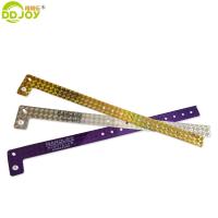 China Custom Holographic Wristband 250x25mm Snap Clasp Plastic Event Bracelet for Parties Festivals Clubs for sale