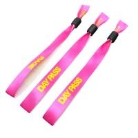 China Woven Polyester Party Ribbon Wristbands 350x15mm Customizable Bulk for sale