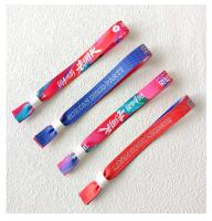 China Custom Polyester Wristbands 350x15mm for Events Festivals with Logo Printing Blue for sale