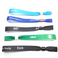 China Custom Polyester Wristbands 350x15mm for Events Festivals with Logo Printing Blue for sale