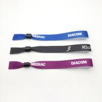 China Custom Polyester Wristbands 350x15mm for Events Festivals with Logo Printing Blue for sale