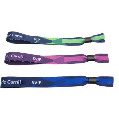 China Custom RFID Chip Satin Fabric Wristbands Yellow 350x15mm for Party Event Management for sale