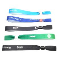 China Custom RFID Chip Satin Fabric Wristbands Yellow 350x15mm for Party Event Management for sale