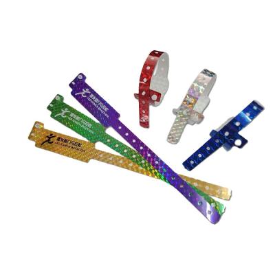 China Custom Blue Holographic Wristband for Festival Concert 250x25mm 250x16mm Waterproof for sale