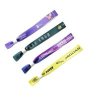 China Red RFID Chip Satin Fabric Wristbands 350x15mm Custom Logo for Event Festival Party for sale