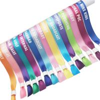 China Red RFID Chip Satin Fabric Wristbands 350x15mm Custom Logo for Event Festival Party for sale