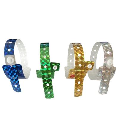 China Holographic ID Bracelet Exhibition Concert Admission Glitter Wristbands 250mm 25mm for sale