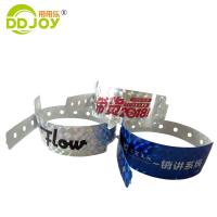 China Custom Hologram Glitter ID Wristband 250x25mm Waterproof Festival Ticket Bracelet for sale