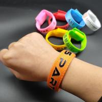 China Custom Offset Printing Nylon Flashing LED Bracelets 255x20mm Glow in Dark for Events for sale