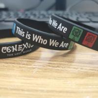 China Custom Logo Silicone Wristband Rubber Bracelet 202x12x2mm for Festival Gifts for sale