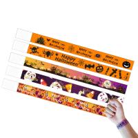 China DDJOY 100pcs Happy Halloween Tyvek Wristbands Waterproof 250x25mm for Parks Events for sale