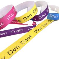 China Custom Logo Printed Tyvek Wristbands Waterproof Strong Adhesive Closure 250x25mm for sale
