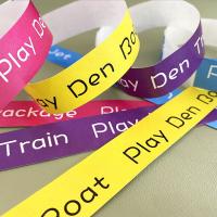 China Custom Logo Printed Tyvek Wristbands Waterproof Strong Adhesive Closure 250x25mm for sale